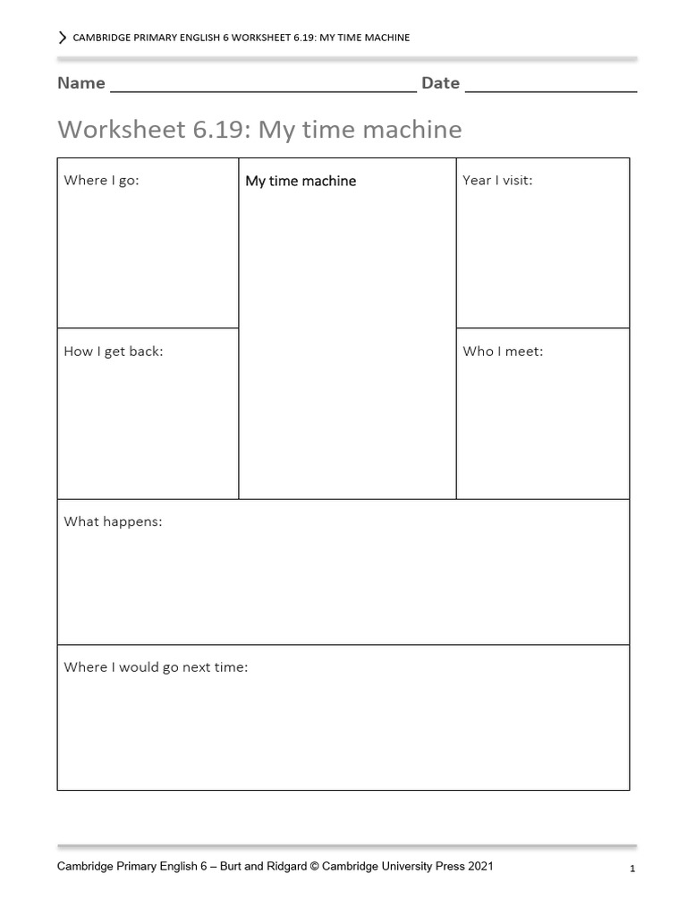 Grade 6 Worksheet (My Time Machine) | PDF