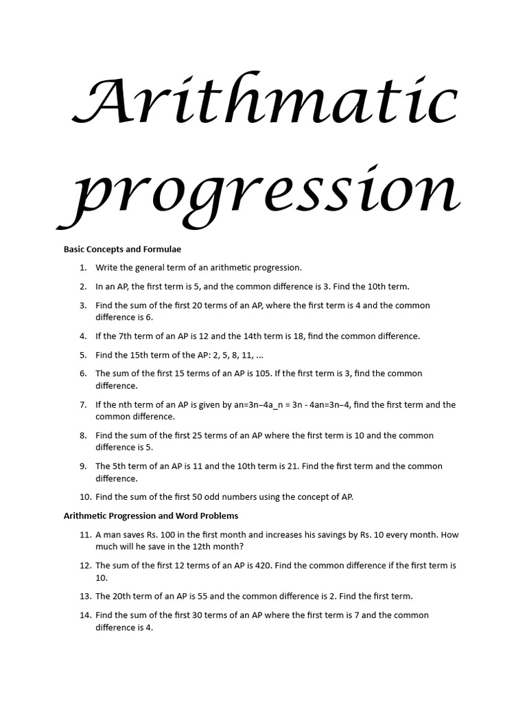 Arithmetic Progression Concepts and Problems | PDF | Mathematics