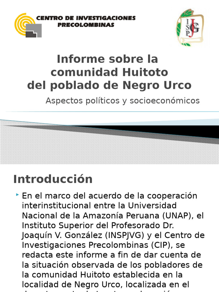 Informe Sobre La Comunidad Huitoto | PDF | Perú