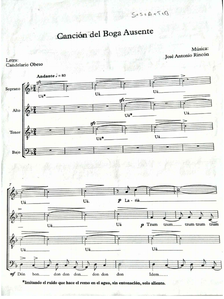 CanciÃ N Del BogÃ¡ Ausente - JosÃ© A. RincÃ N | PDF