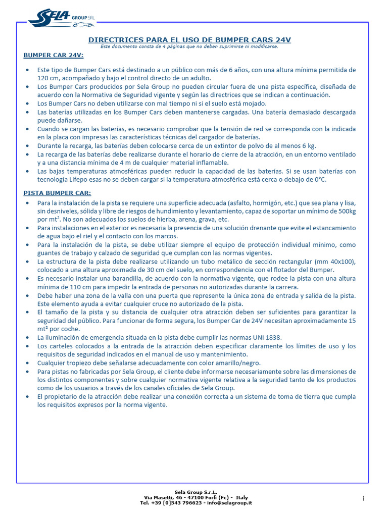 Directrices de Seguridad para Bumper Cars 24V | PDF
