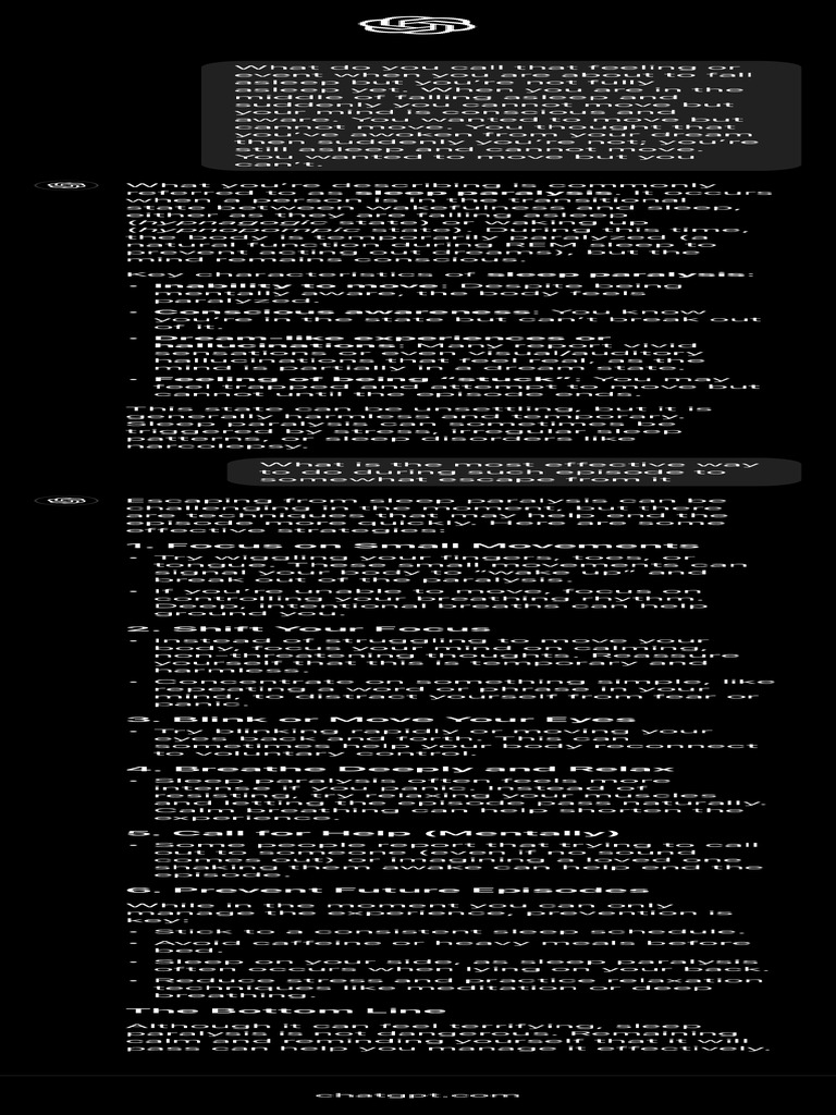 Sleep Paralysis Explained | PDF