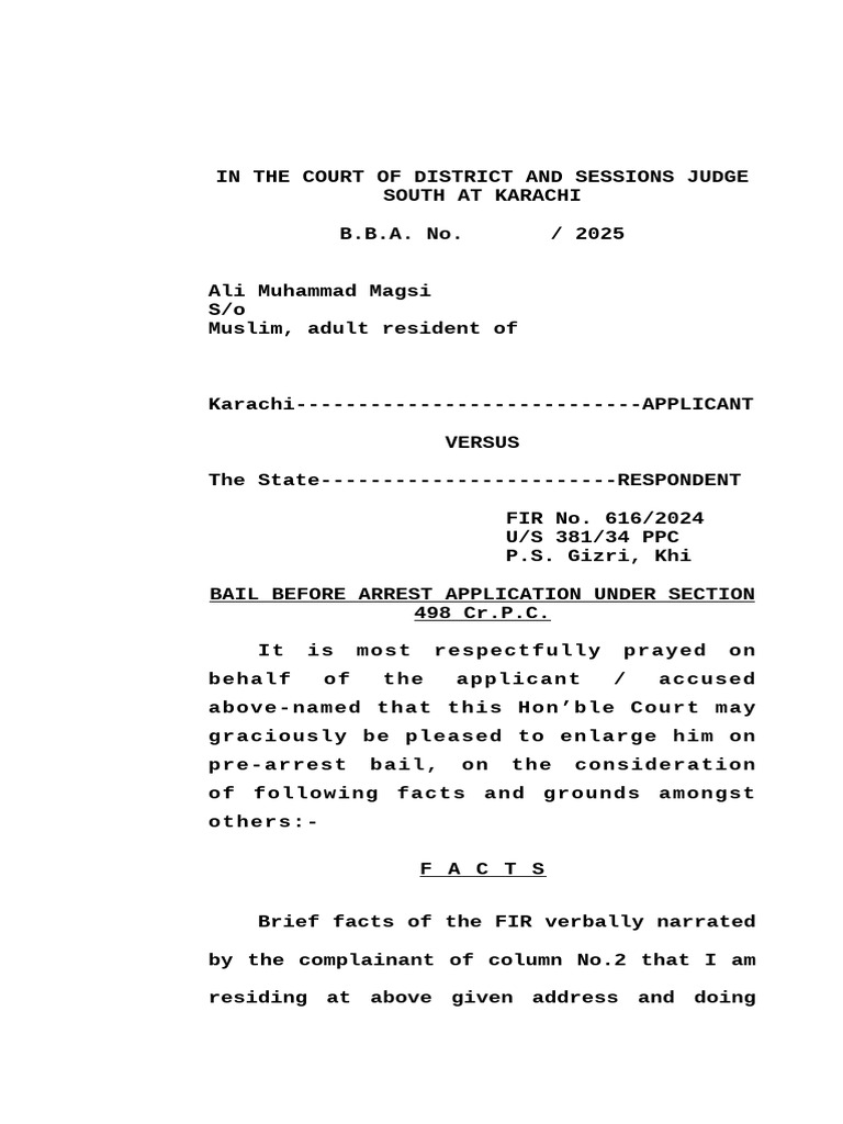 498 in 381 PPC Magsi | PDF | Bail | Crime & Violence