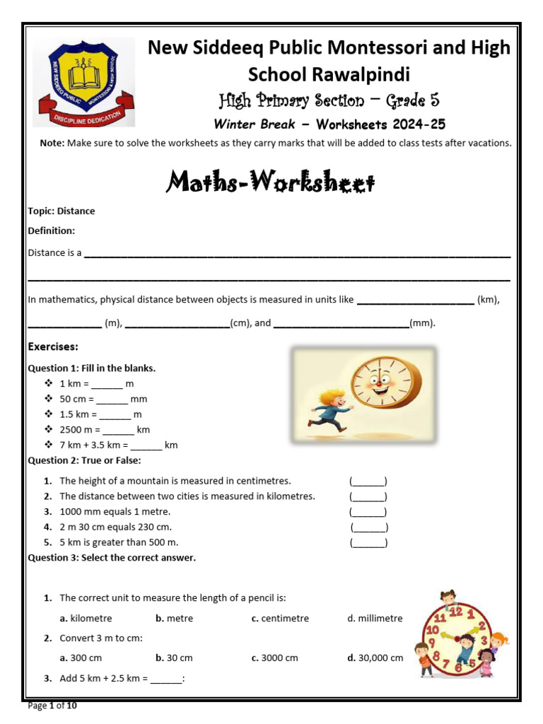 Grade 5 - Revision Worksheets - 3rd Term 2024 | PDF | Length | Linguistics