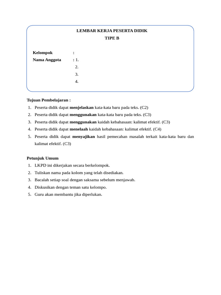 LKPD B (Mahir) | PDF