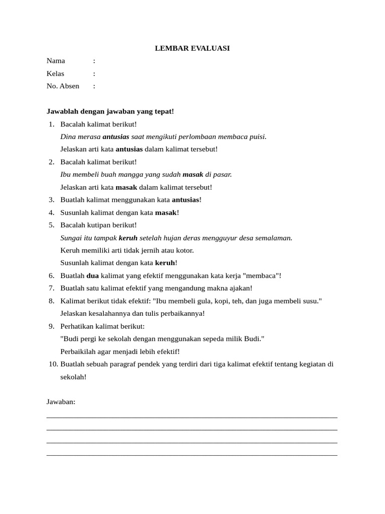 Lembar Evaluasi | PDF
