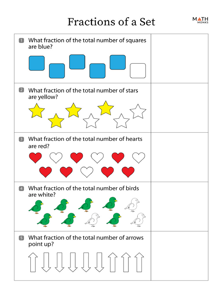 Fractions Of A Set Worksheet Find Fraction Of A Set Math Worksheets