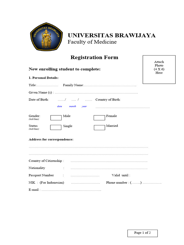 1-Registration Form IUP FMUB | PDF