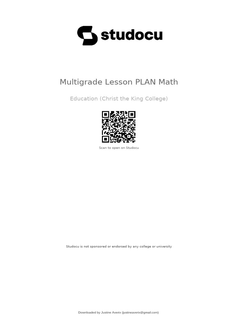 Multigrade Lesson Plan Math | PDF | Learning