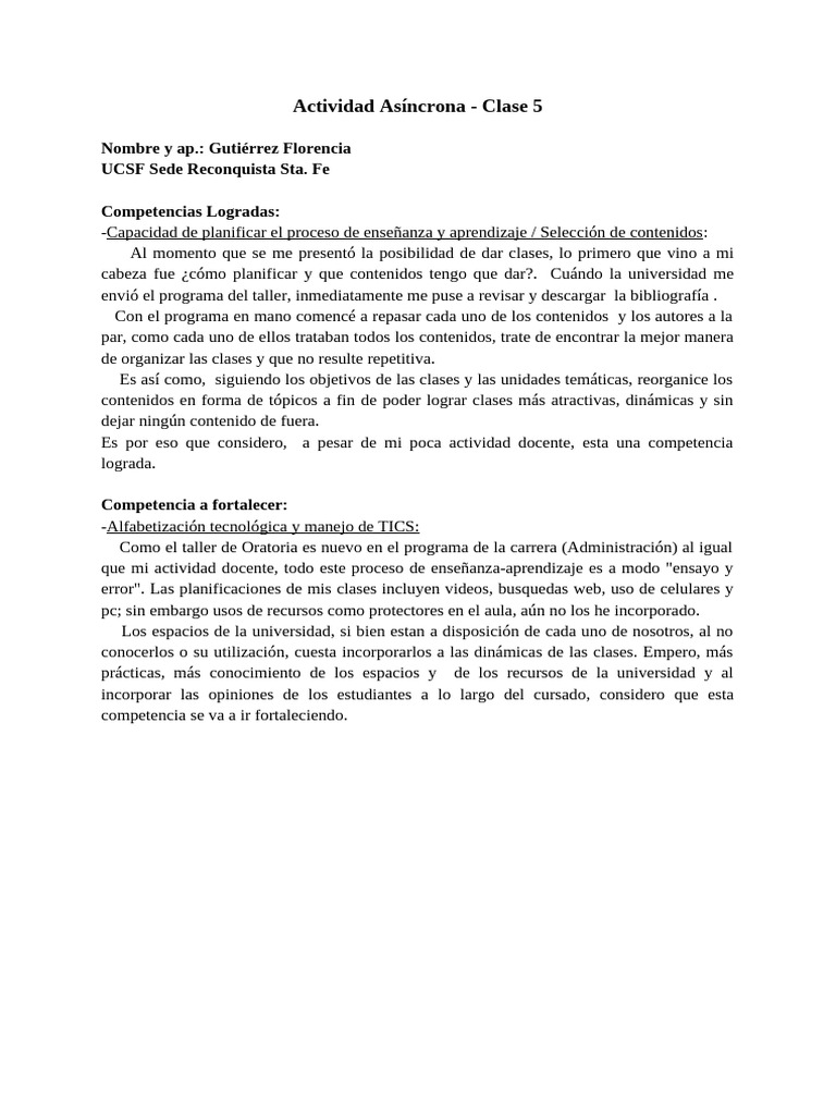 Actividad Anacrónica Clase 5 | PDF