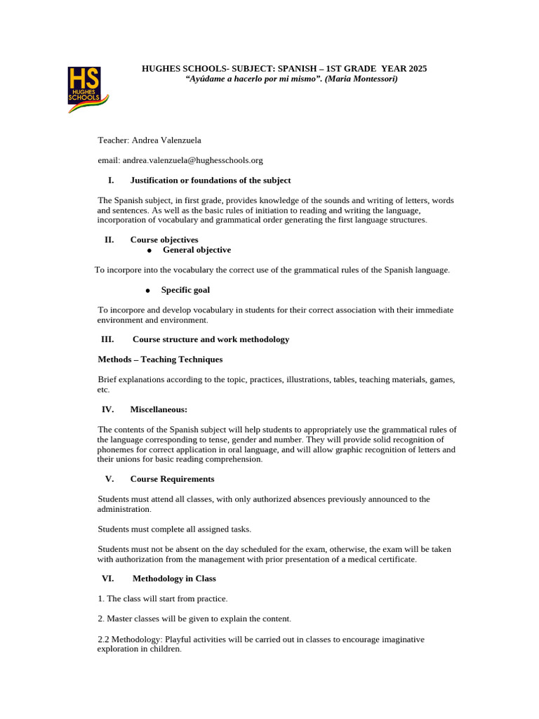 1st Grade Spanish Curriculum Overview | PDF | Spanish Language | Cognition