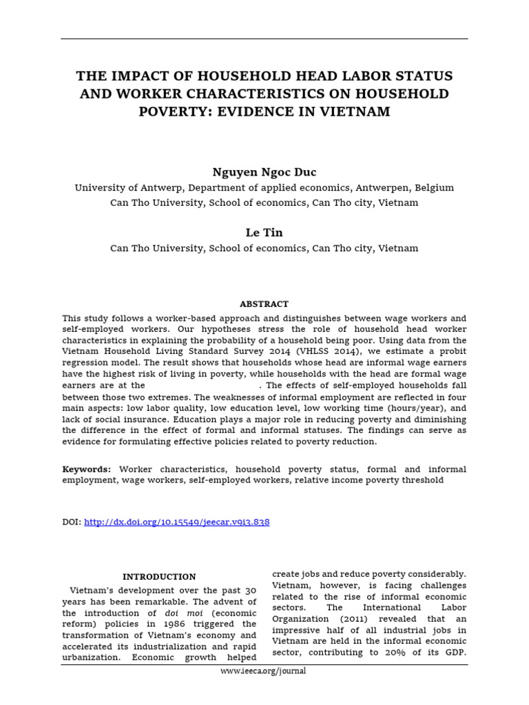 The Impact of Household Head Labor Status | PDF | Employment | Workforce