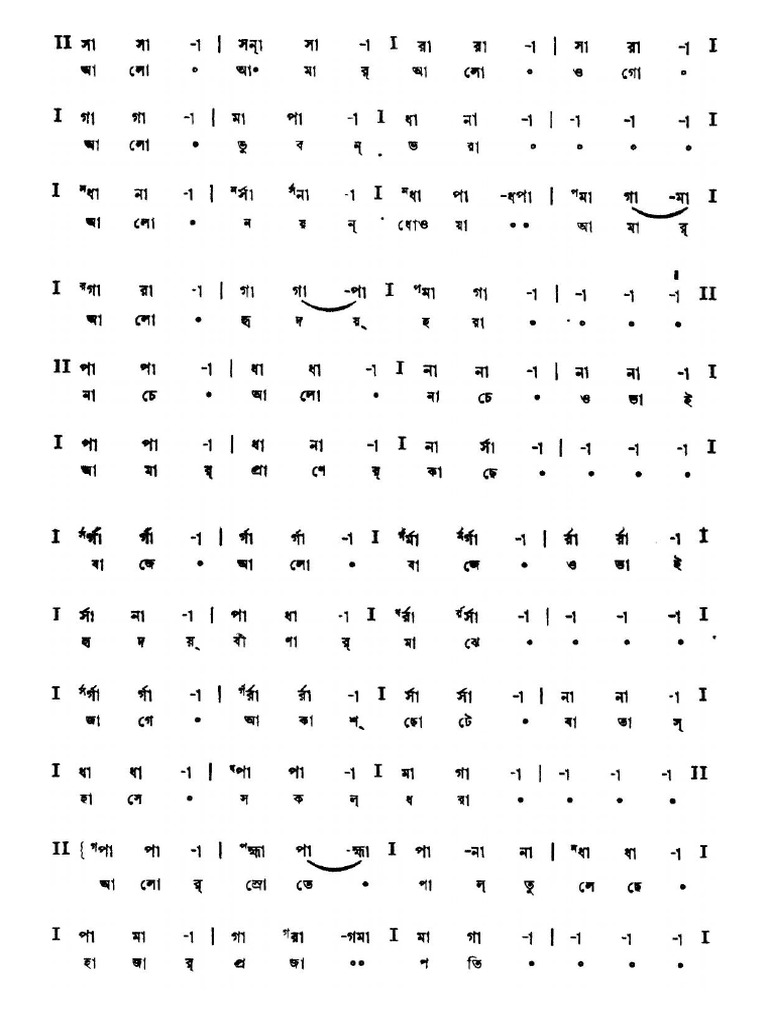 Alo Amar Alo Ogo Notation | PDF