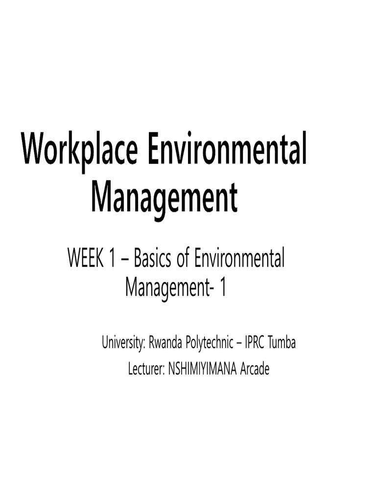 (Workplace Environmental Management) Week 1 - Basics of Environmental Management - 1 | PDF ...