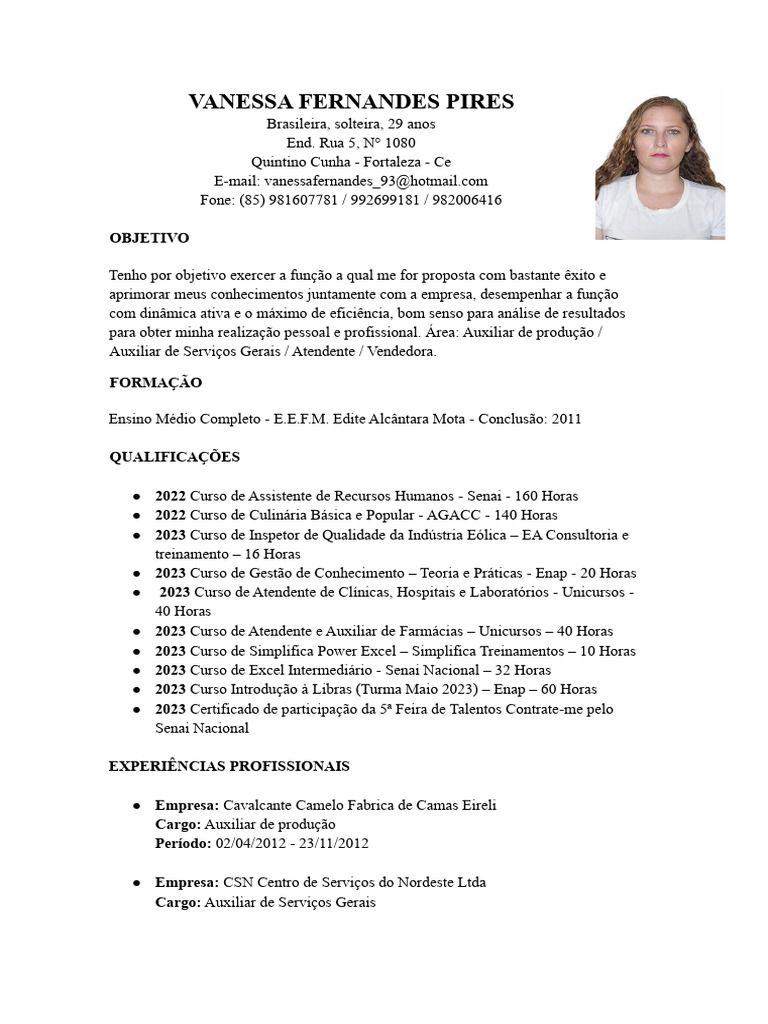 Vanessa Curriculo 1 | PDF