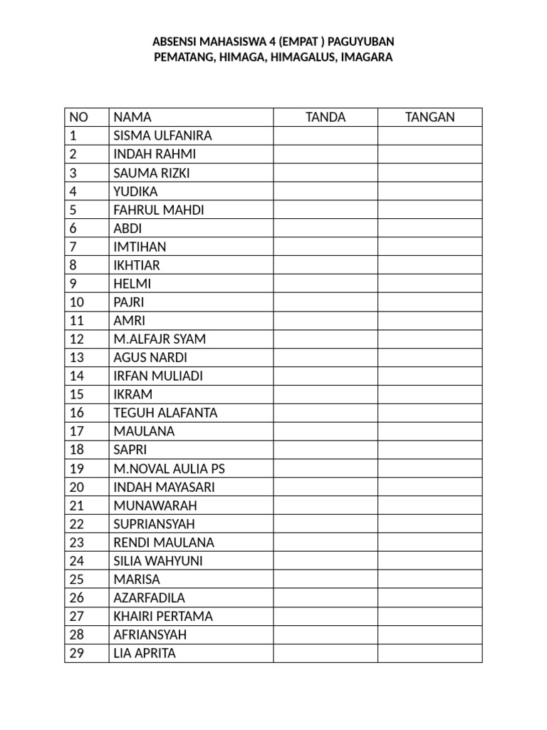 Absensi Halal Bi Halal New 2 | PDF