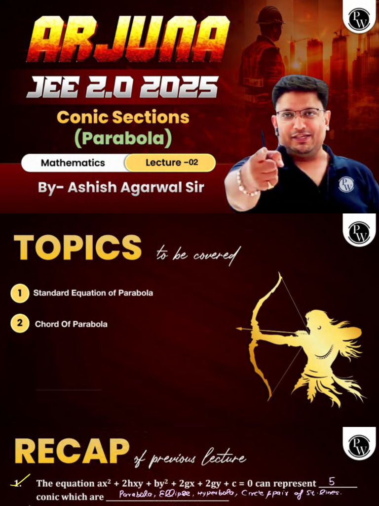 Parabola 02 - Class Notes - Arjuna JEE 2.0 2025 | PDF