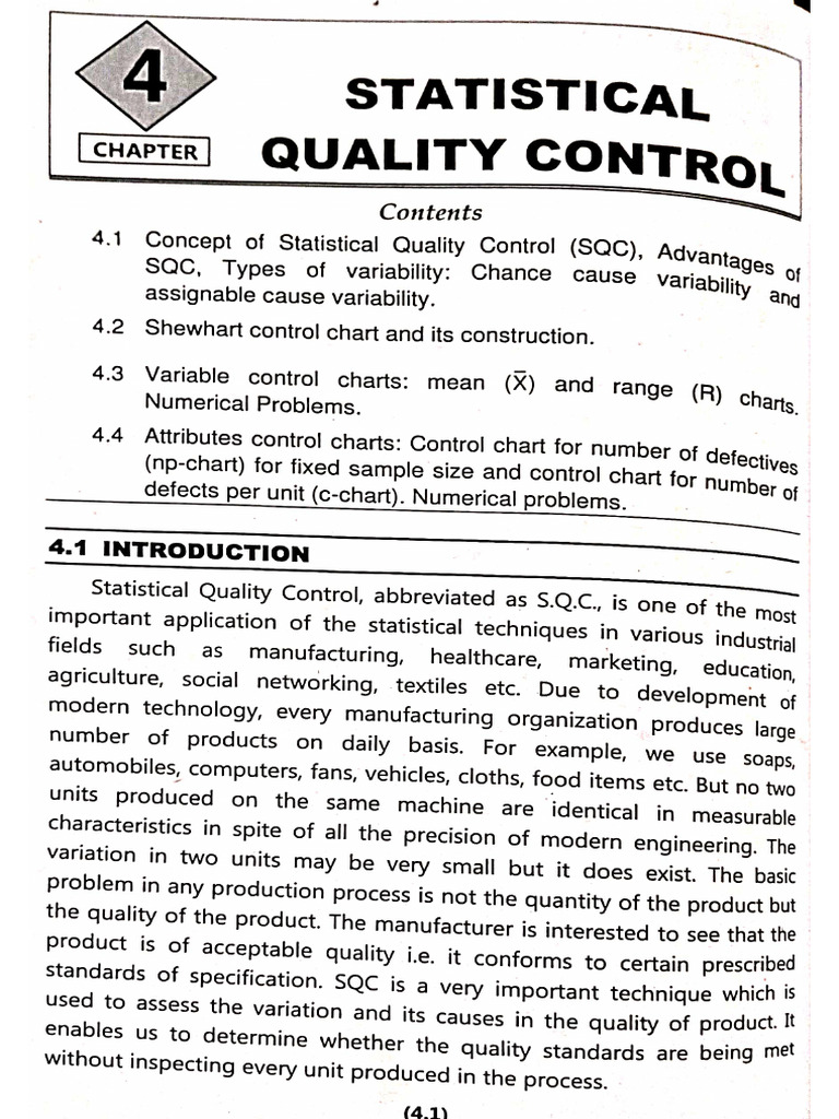 Unit No - 4 Statistical Quality Control | PDF