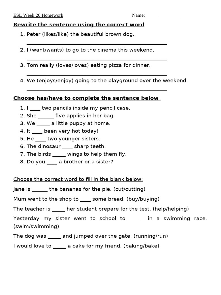 Rewrite The Sentence Using The Correct Word | PDF