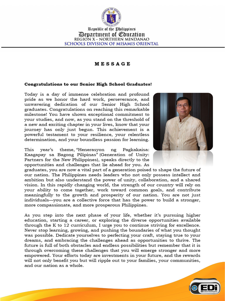 Senior High Graduation Message 2023 | PDF