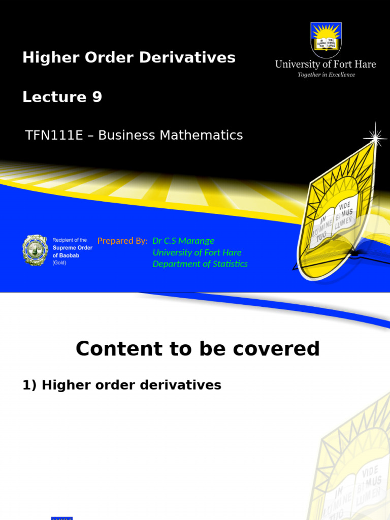 Understanding Higher Order Derivatives | PDF | Derivative | Algebra