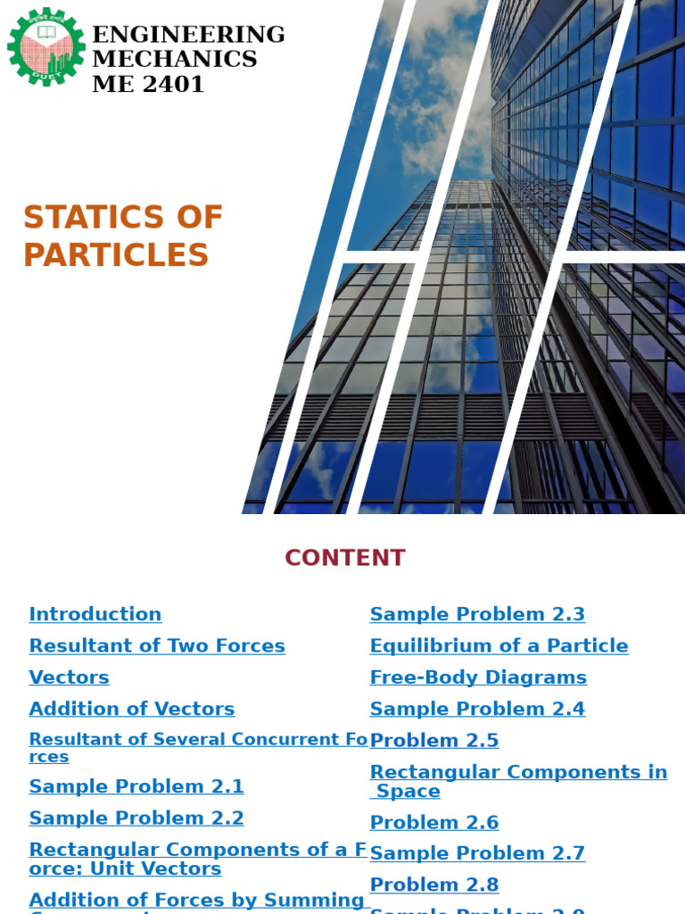 Chapter 2 - Statics of Particles | PDF | Euclidean Vector | Force