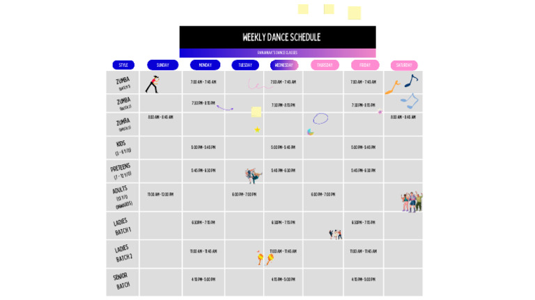 Weekly Dance Class Schedule | PDF
