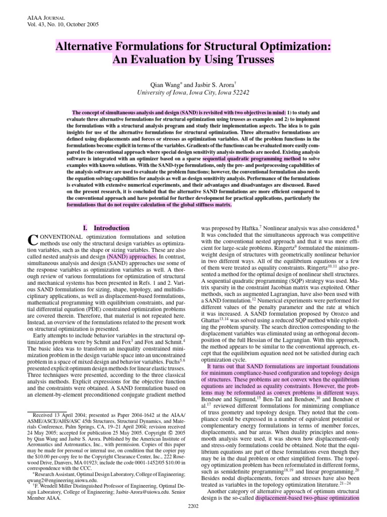 Q. Wang, J. S. Arora_Alternative formulations for structural optimization-An evaluation by using ...