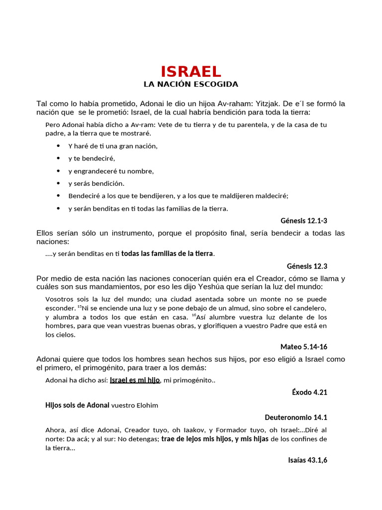 Israel: La Nación Elegida por Dios | PDF | Contenido bíblico | Creencia ...