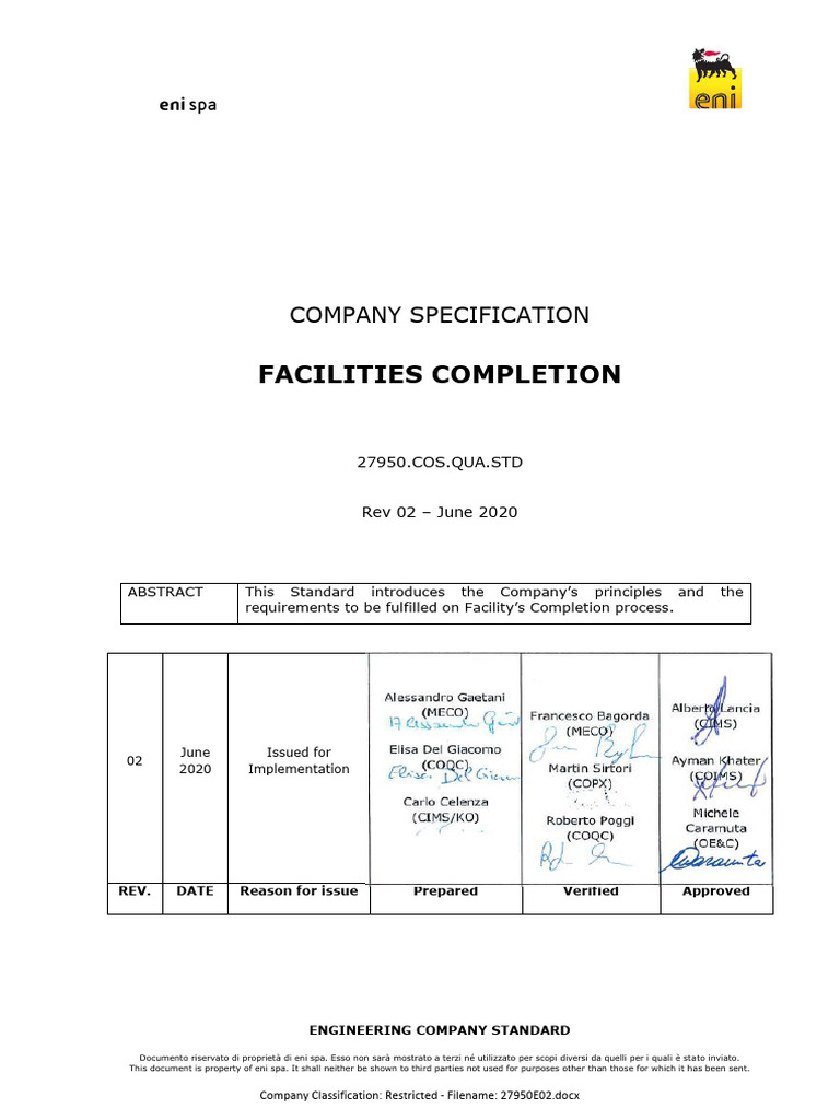 Facilities Completion Standards Guide | PDF | Specification (Technical ...