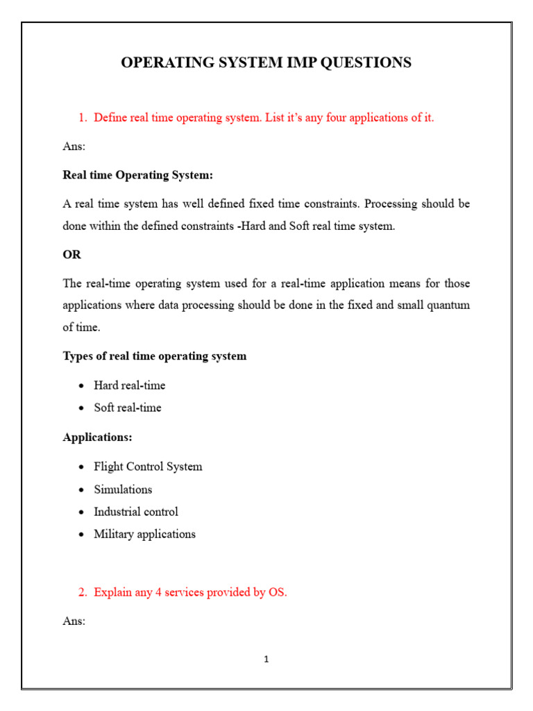 Operating System Imp Questions Part 2 | PDF | Thread (Computing) | Process (Computing)