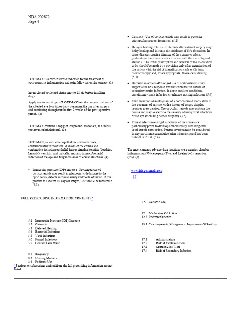 Lotemax Dosage Guidelines | PDF | Glucocorticoid | Contact Lens