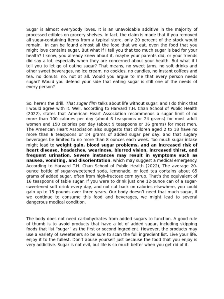 STS Reflection About That Sugar Film | PDF | Sugar | Diet & Nutrition