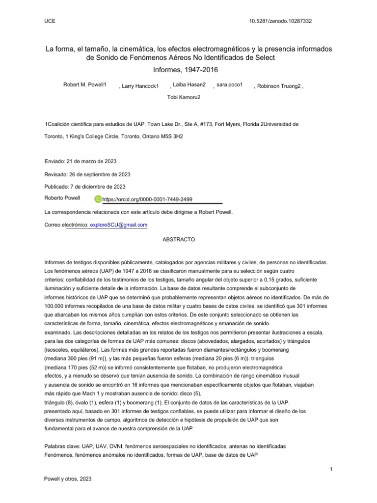An Evaluation of UAP Shapes and Characteristics Powell Et Al | PDF ...