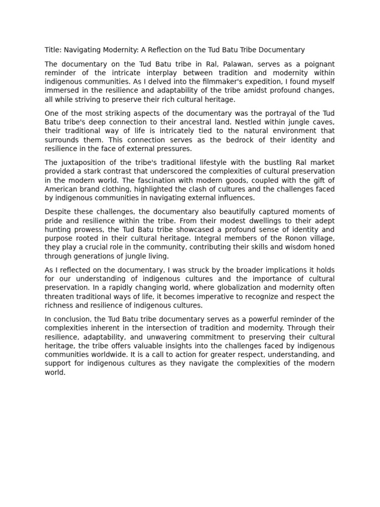 STS Reflection About The Filipino Tribe That Lives Inside A Volcano | PDF