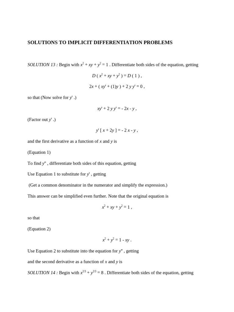 IMPLICIT DIFFERENTIATION | PDF | Tangent | Slope