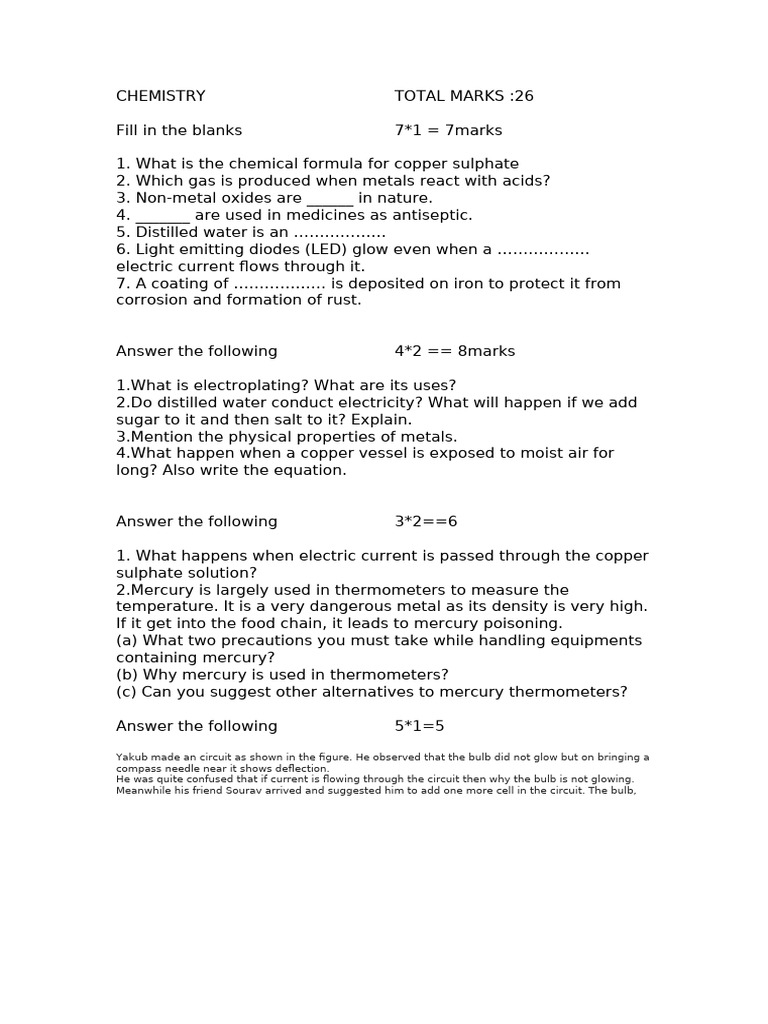 Chemistry Qp -- Yash | PDF