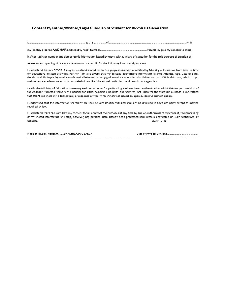 Apaar Id Form | PDF