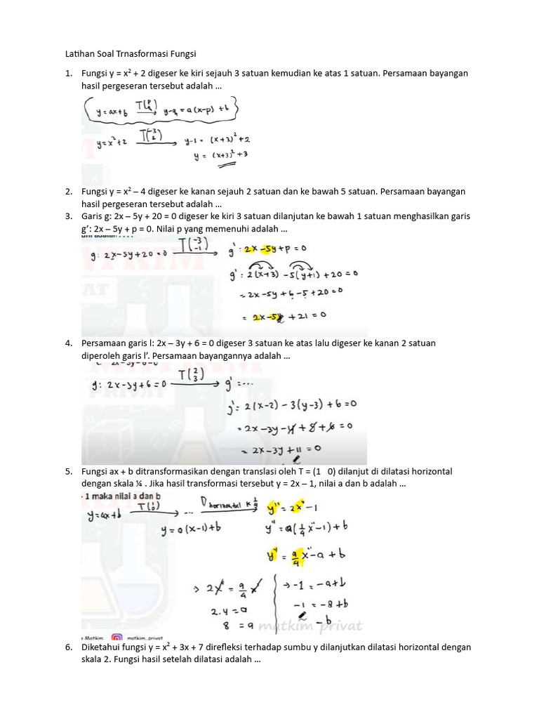 Latihan Soal Transformasi Fungsi | PDF