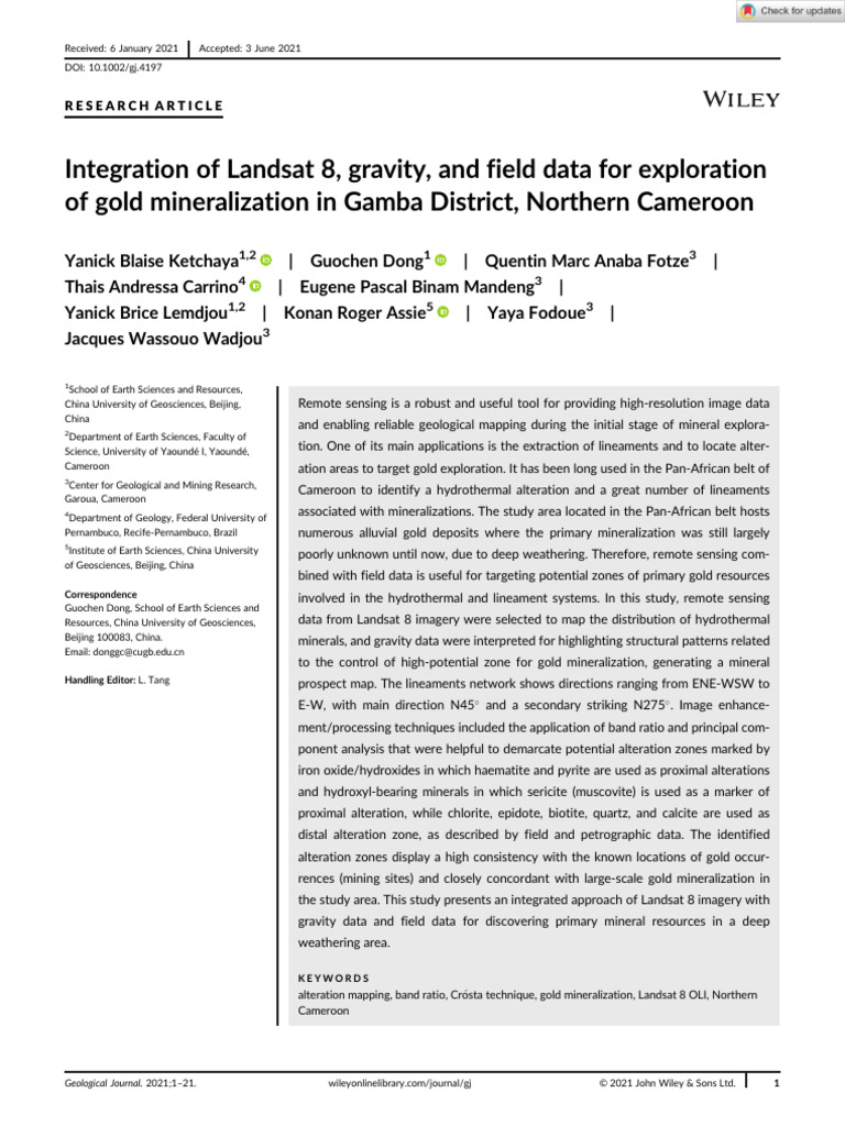 Integration of Landsat 8, Gravity, and Field Data For Exploration of ...
