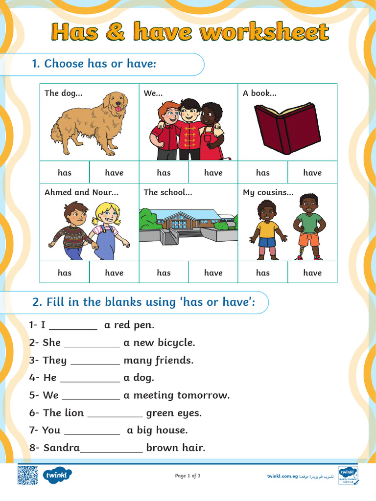 Has & Have Worksheet Activities | PDF