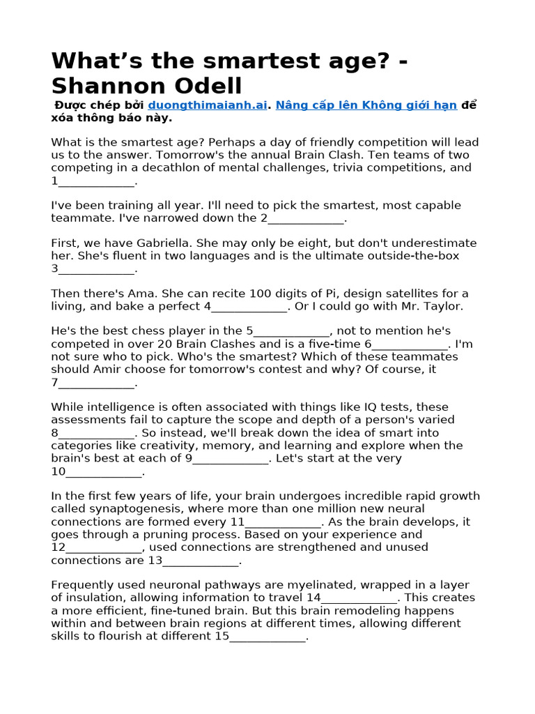 What's The Smartest Age - Shannon Odell | PDF | Prefrontal Cortex ...