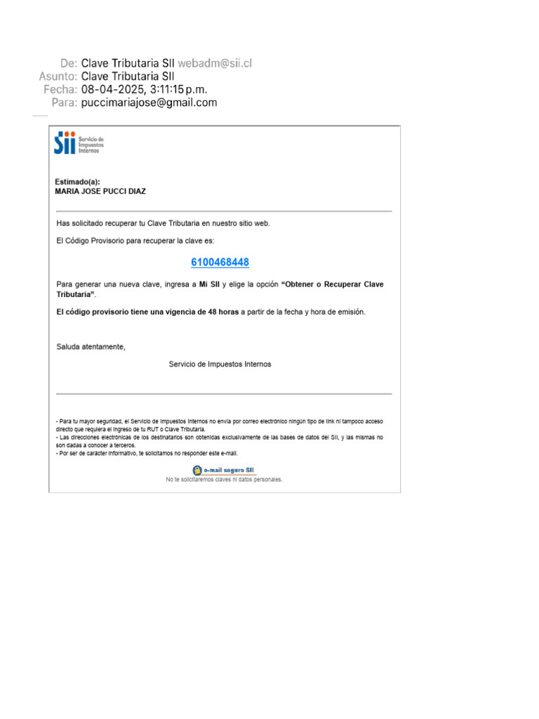 Recupera tu Clave Tributaria SII | PDF