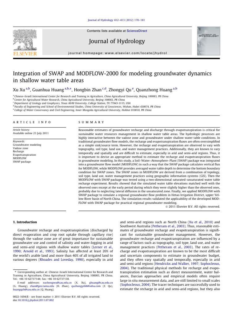 SWAP-MODFLOW Integration for Groundwater Modeling | PDF | Groundwater ...