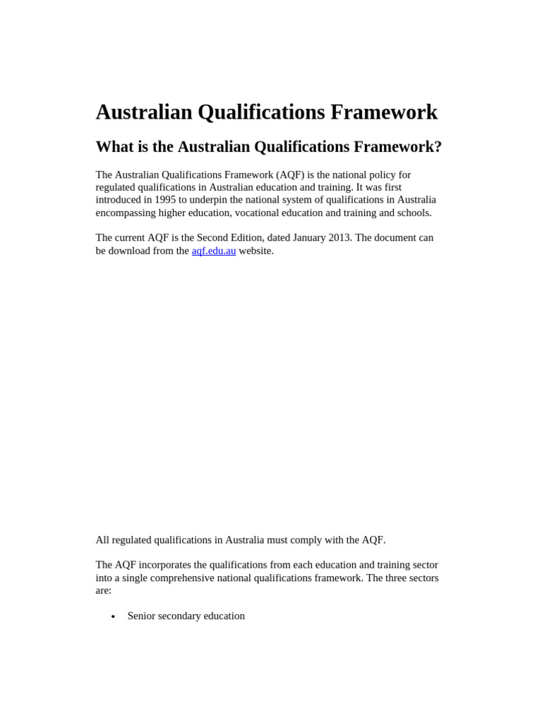Australian Qualifications Framework | PDF | Vocational Education | Diploma