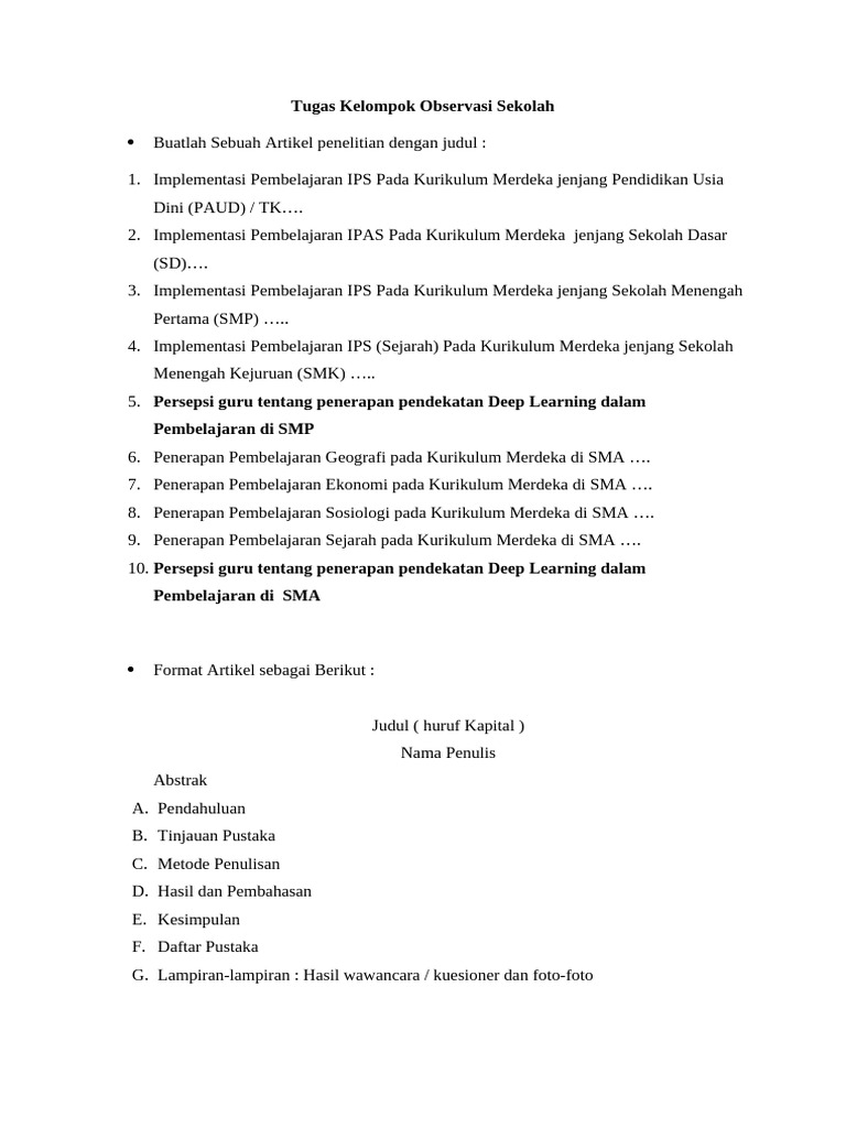 Tugas Observasi Sekolah | PDF