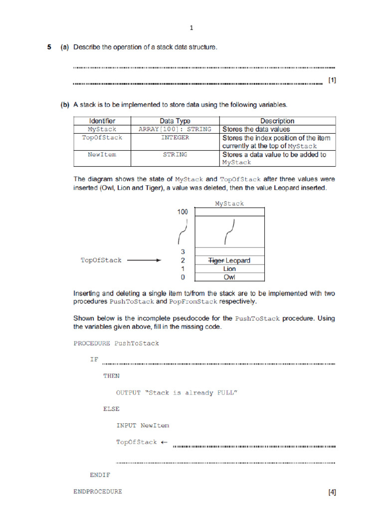 Stack Sample Questions Using ADT | PDF