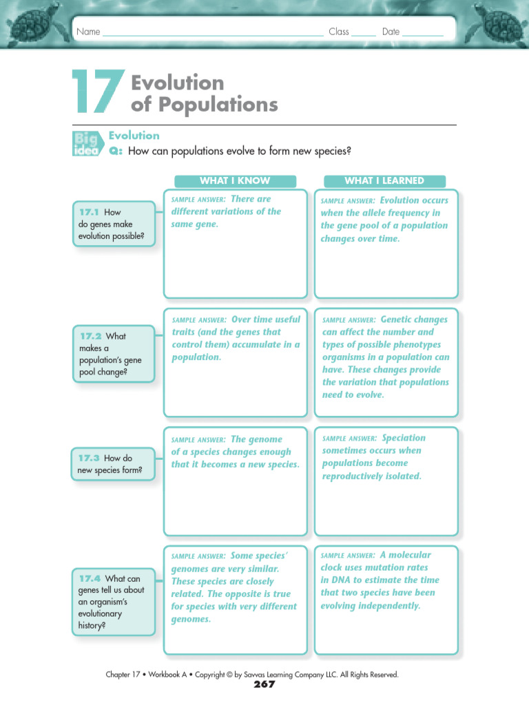 D0838358 Chapter 17 Workbook A Teacher Notes PDF | PDF | Evolution ...