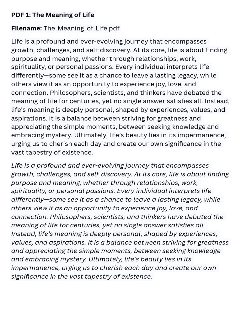 PDF 1 The Meaning of Life | PDF