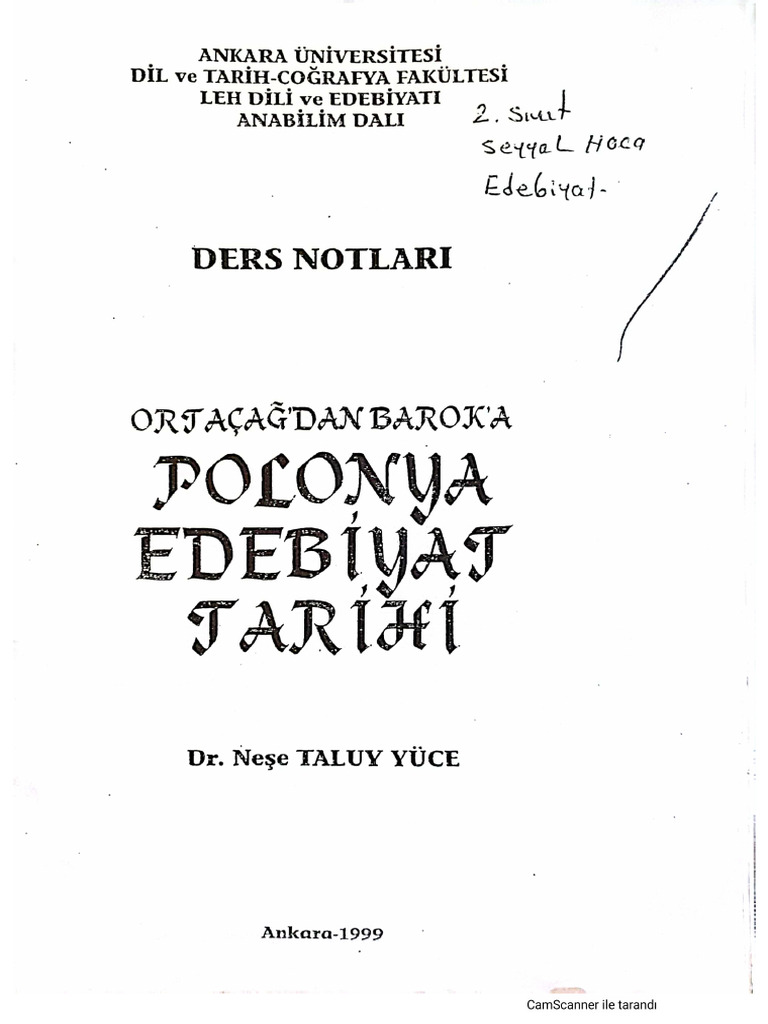 Ortaçağ'dan Barok'a Polonya Edebiyat Tarihi | PDF